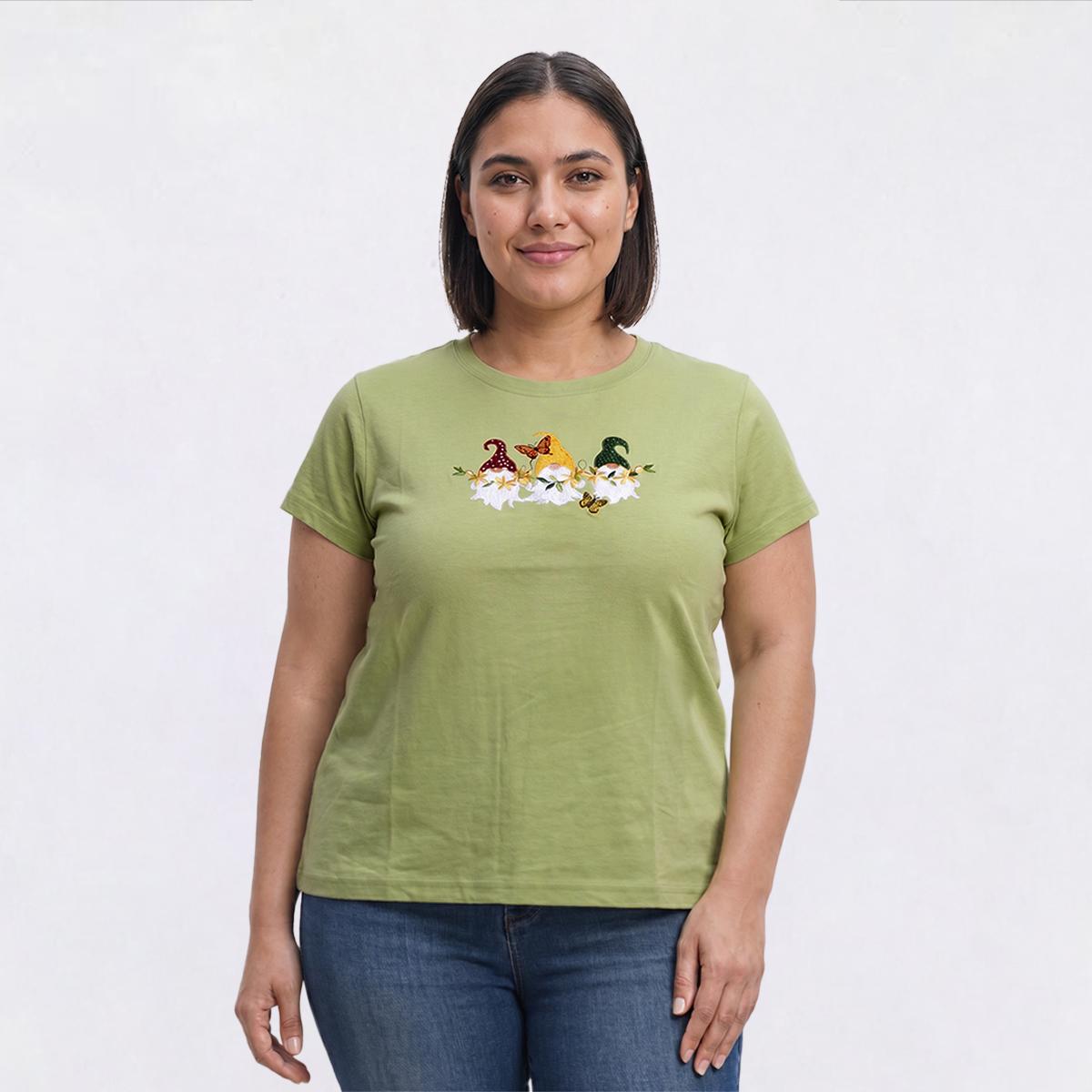 Click here for Plus Size Top Stitch By Morning Sun Mini Gnomes Te... prices
